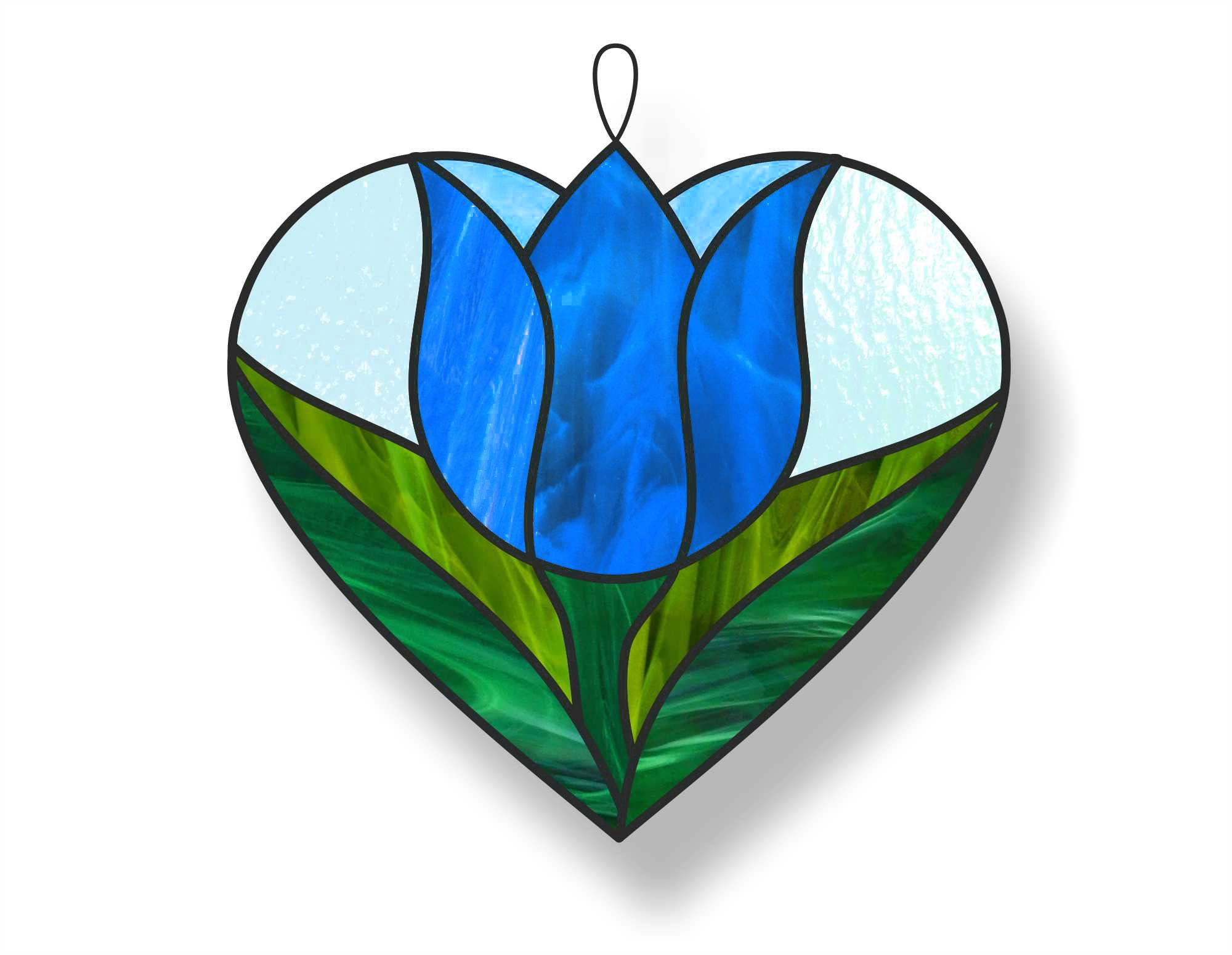 Stained Glass Digital Pattern, Heart Tulip Flower Digital PDF, Hobby ...