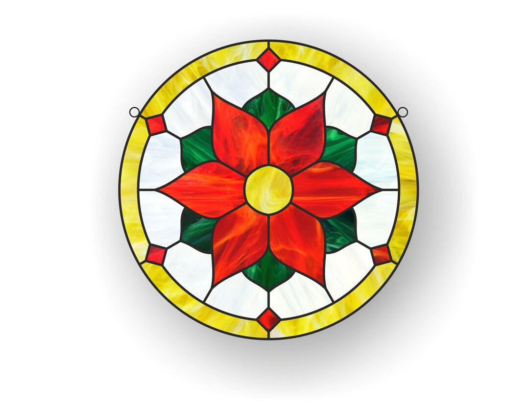 Poinsettia Stained Glass Christmas Pattern (digital PDF) - Etsy