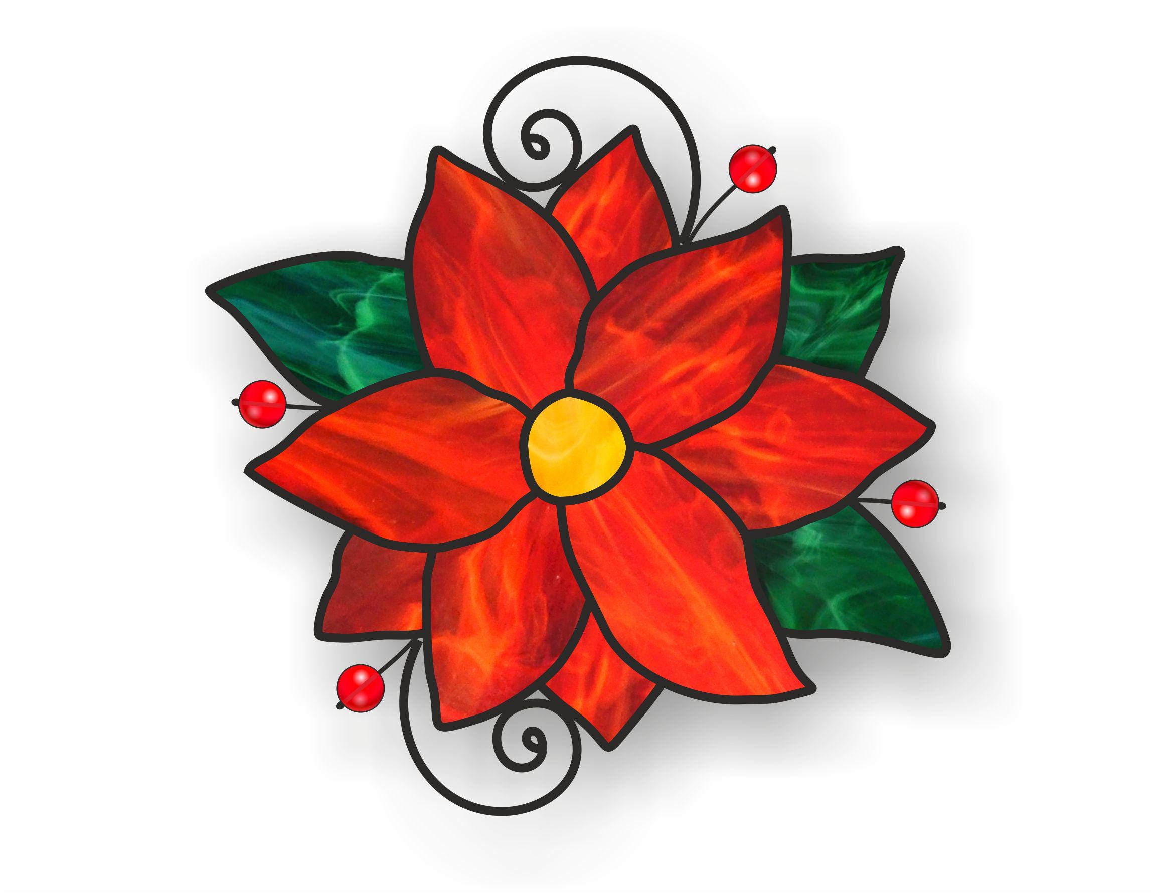 Christmas Poinsettia Stained Glass Pattern (digital PDF) - Etsy