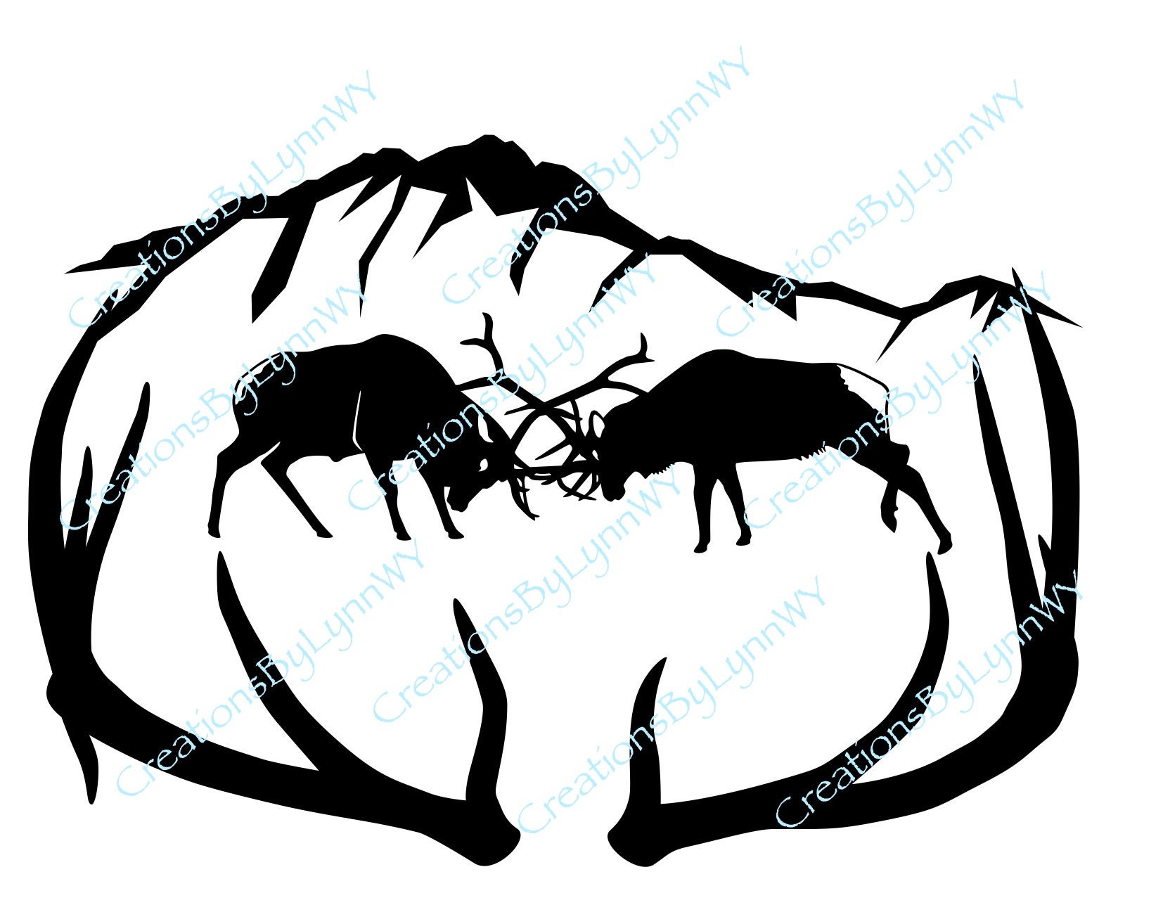 Bull Elk Silhouette Clip Art