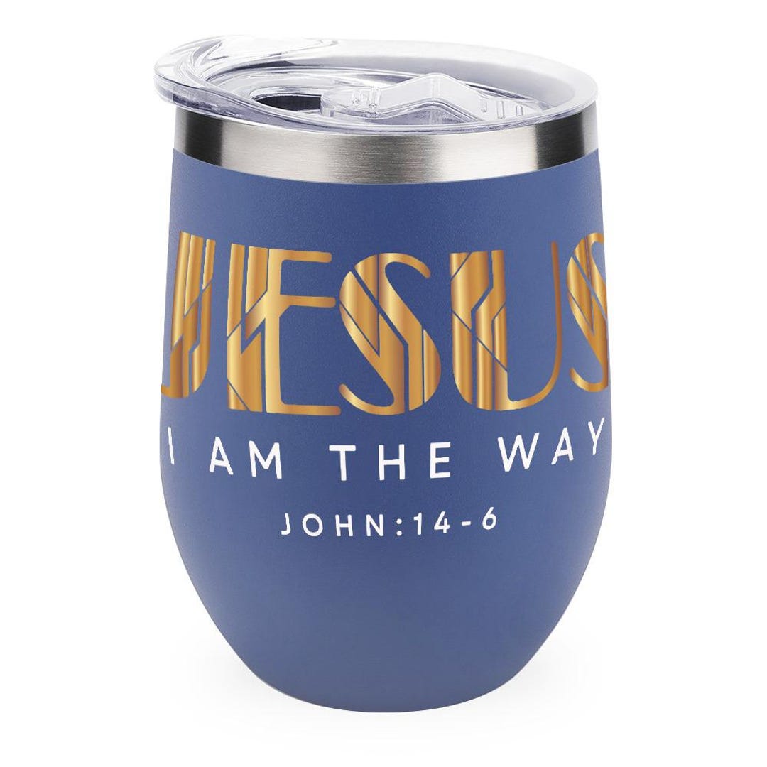 Jesus I Am the Way Blue Insulated Cup, Stainless Steel Travel Cup ...