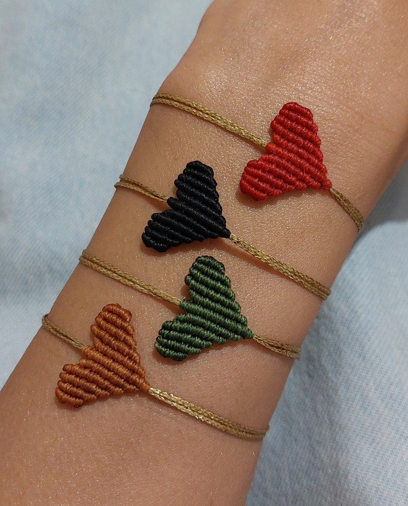 Macrame Heart Bracelets, Macrame Heart Bracelet, Heart Macrame, Heart ...