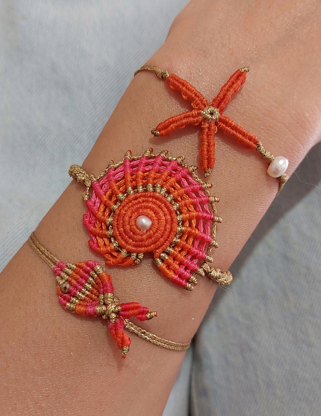 Macrame Bracelets, Macrame Fish Bracelet, Macrame Seashell Bracelet ...