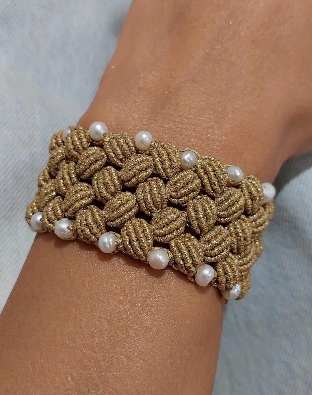Macrame Bracelet With Pearls, Macrame Bracelets - Etsy