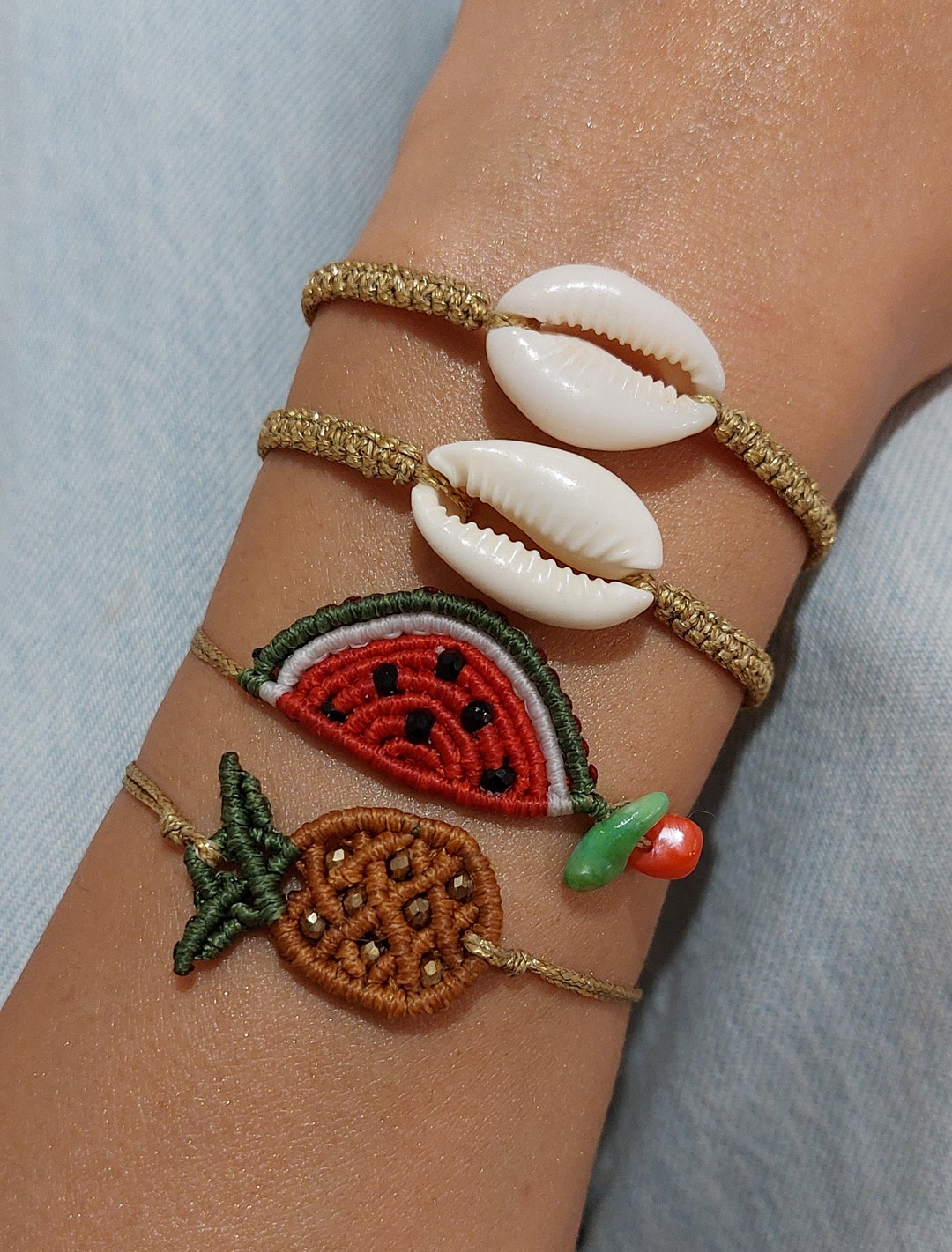 Macrame Watermelon Bracelet, Macrame Pinapple Bracelet, Macrame ...
