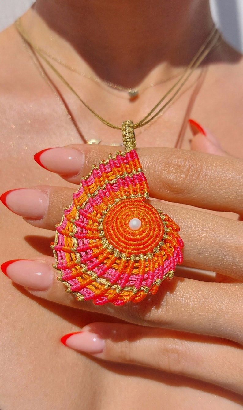 Macrame Seashell Necklace With Pearl, Macrame Shell, Macrame Necklases ...