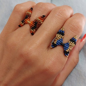 Macrame Butterfly Rings, Macrame Ring, Macrame Rings, Macrame Butterfly, Handmade Macrame Rings ...