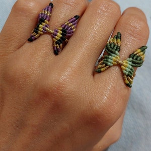 Macrame Butterfly Rings, Macrame Ring, Macrame Rings, Macrame Butterfly, Handmade Macrame Rings ...