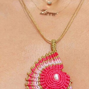 Macrame Seashell Necklace With Pearl, Macrame Shell, Macrame Necklases ...