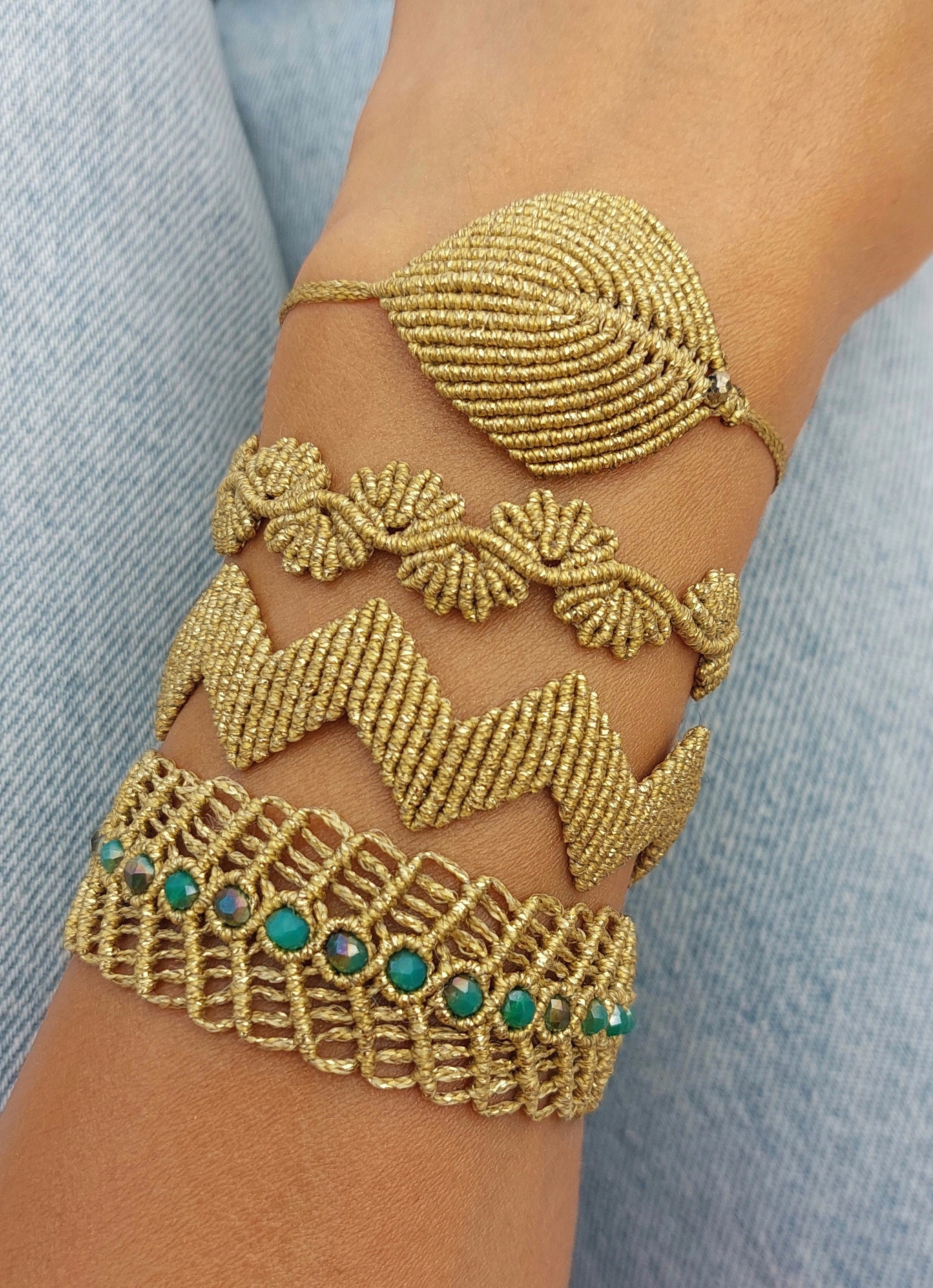Macrame Bracelets, Macrame Set, Macrame Leaf Bracelet, Macrame Zigzag ...