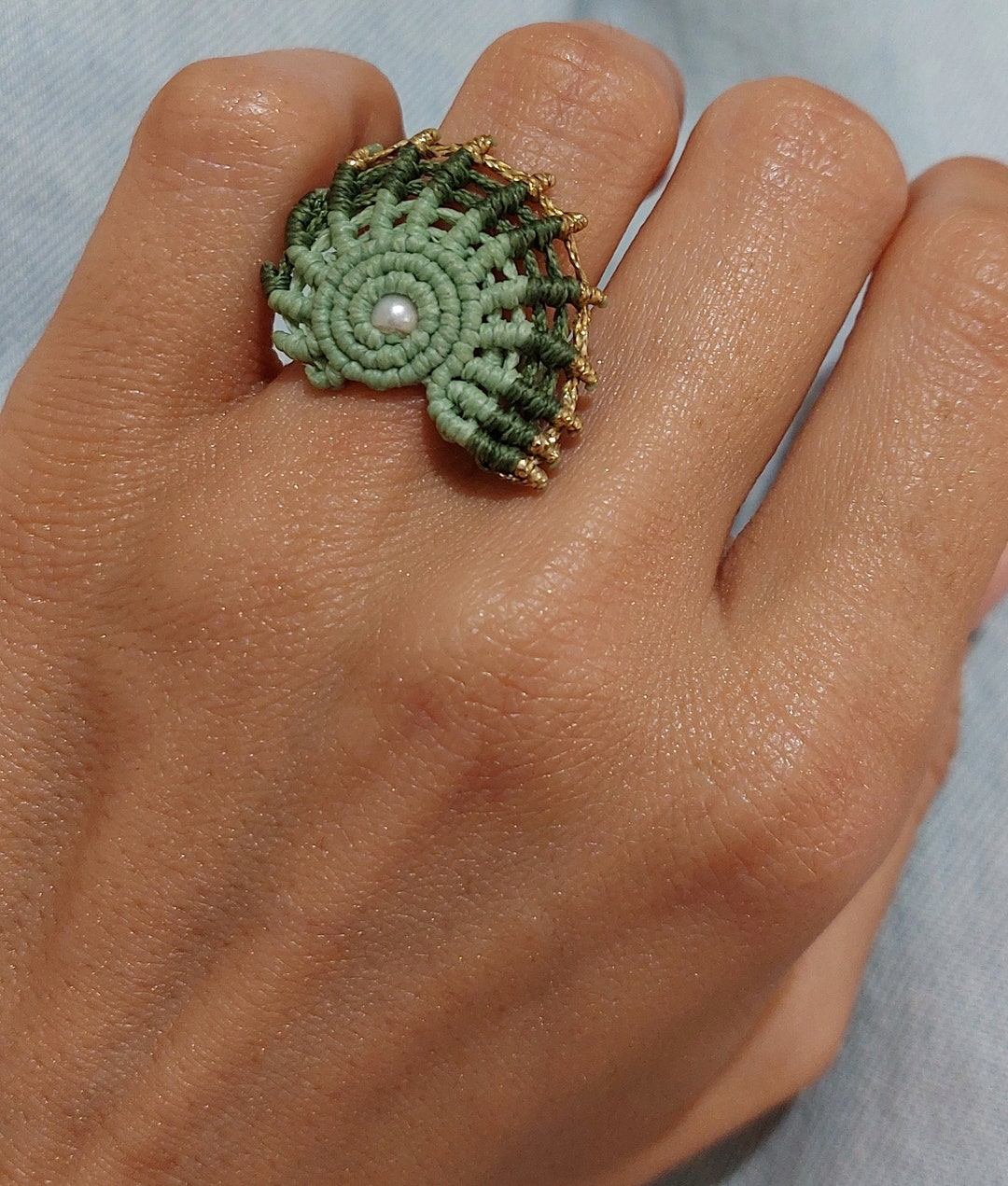 Macrame Seashell Ring, Macrame Rings, Seashell Ring, Hadamde Seashell ...