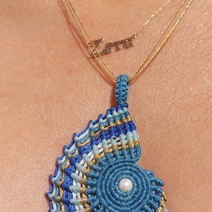Macrame Seashell Necklace With Pearl, Macrame Shell, Macrame Necklases ...