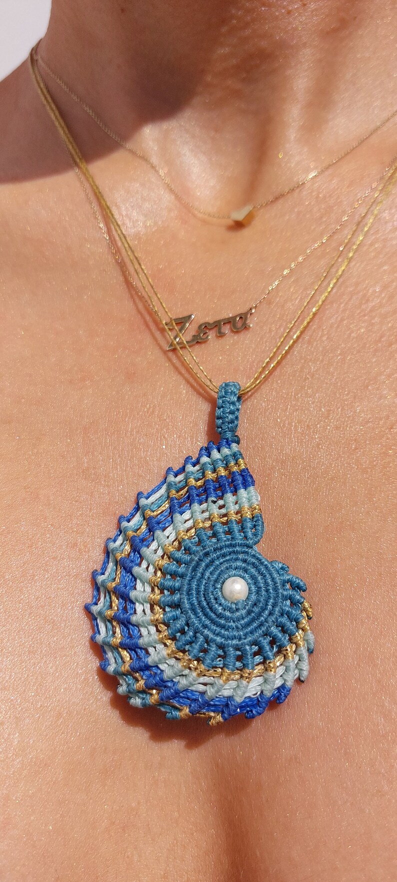 Macrame Seashell Necklace With Pearl, Macrame Shell, Macrame Necklases ...