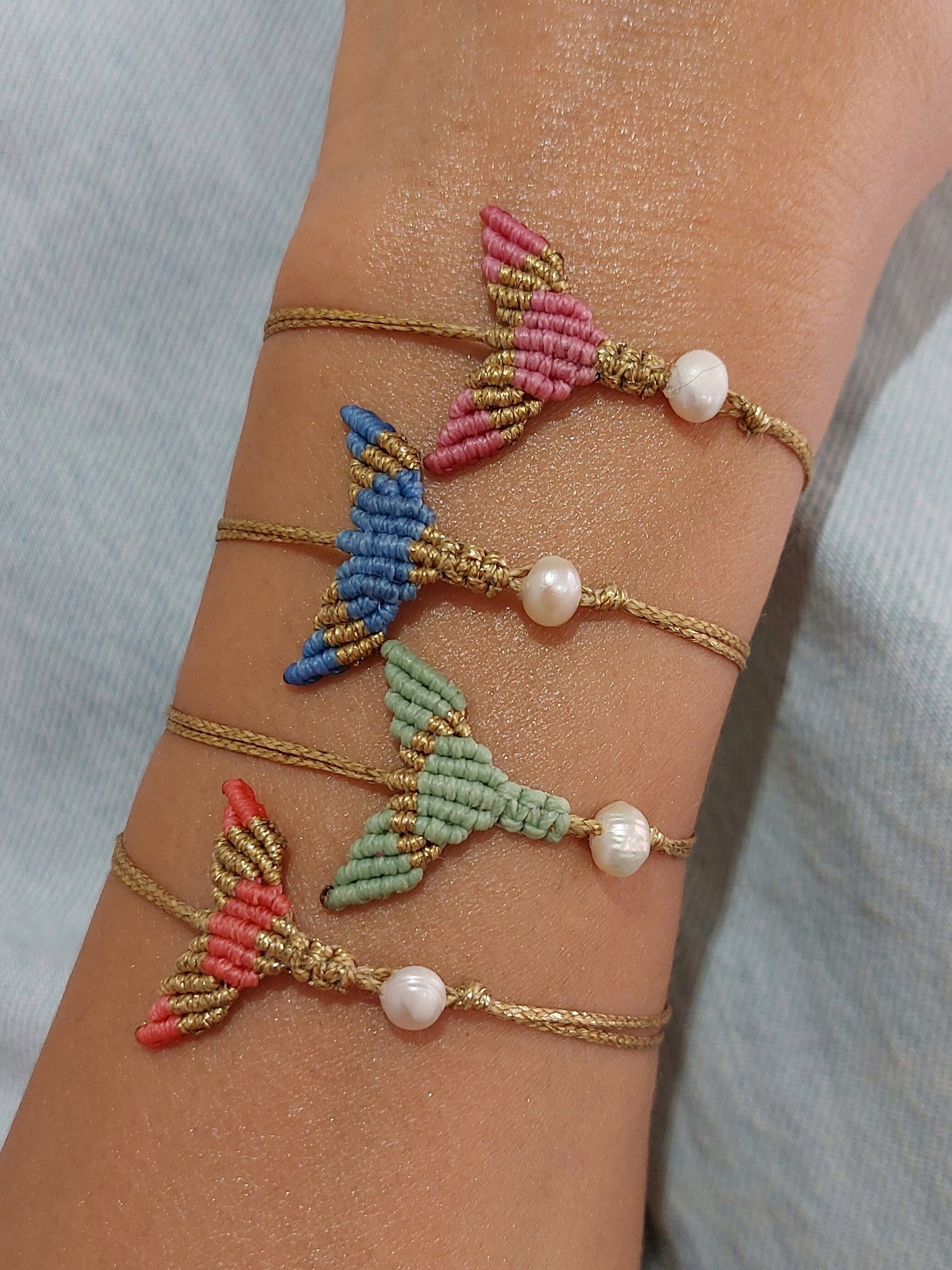 Macrame Mermaid Tail Bracelet With Pearl Macrame Tail - Etsy