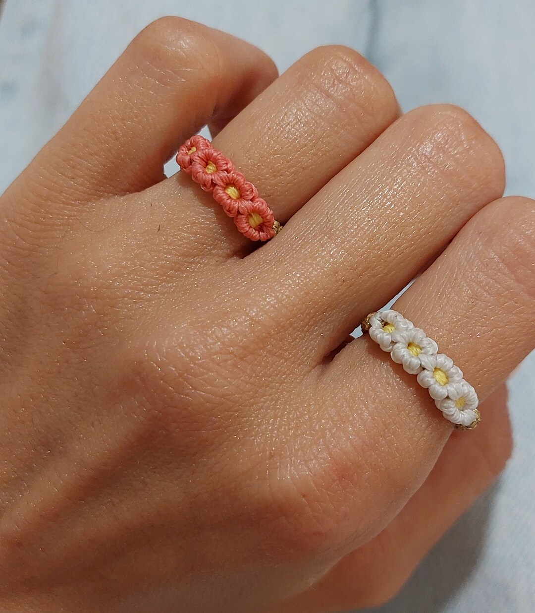 Macrame Daisy Rings, Macrame Rings, Daisy Ring, Macrame Rings, Handmade ...