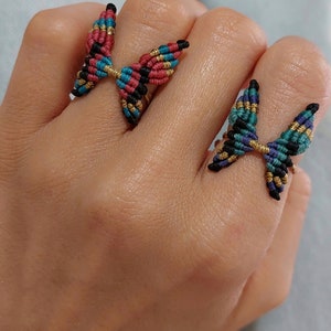 Macrame Butterfly Rings, Macrame Ring, Macrame Rings, Macrame Butterfly, Handmade Macrame Rings ...
