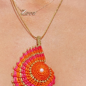 Macrame Seashell Necklace With Pearl, Macrame Shell, Macrame Necklases ...