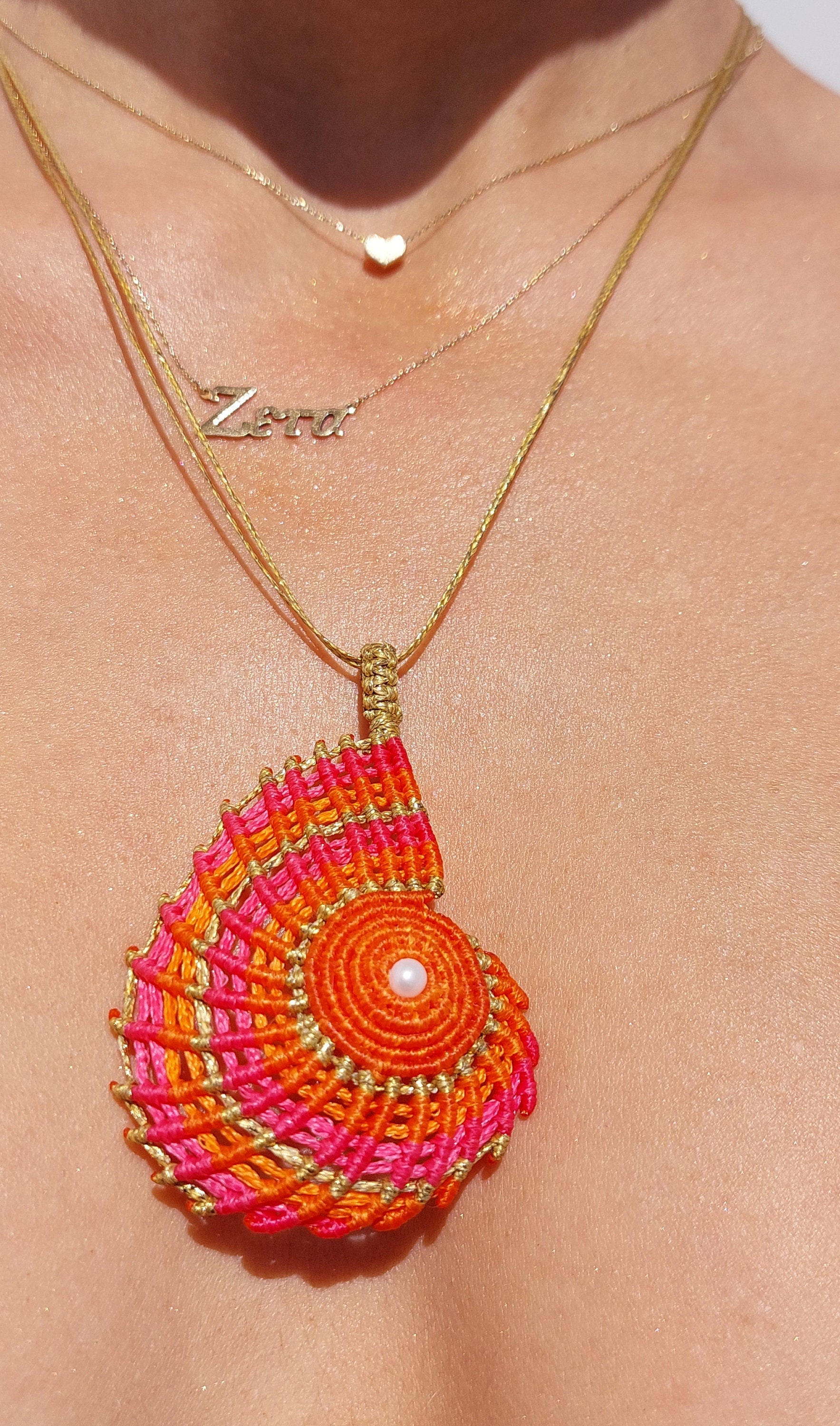 Macrame Seashell Necklace With Pearl, Macrame Shell, Macrame Necklases ...