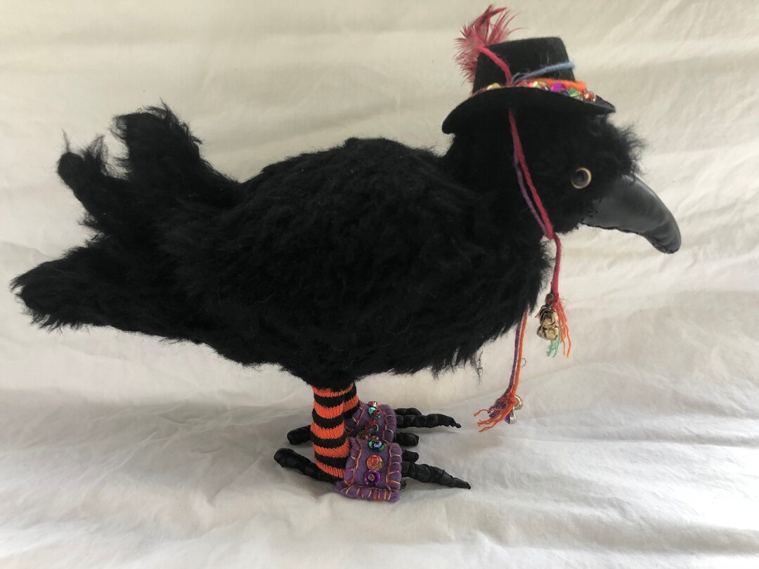 Gothic Halloween Crow Stuffed Animal medium OOAK - Etsy