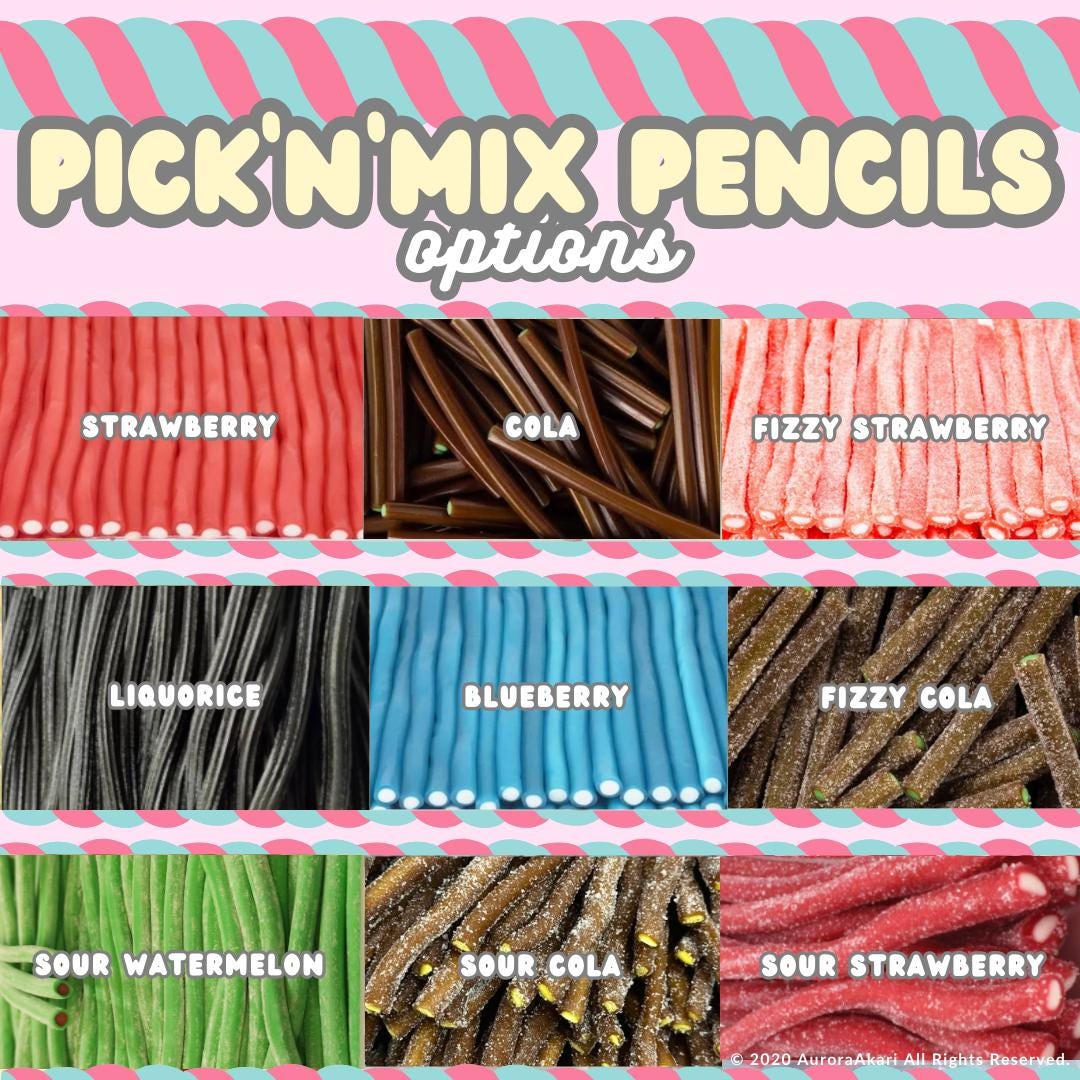 Fruit / Fizzy Pencil Assortment I Cable Sweets I Gummy I Pick'n'mix I ...