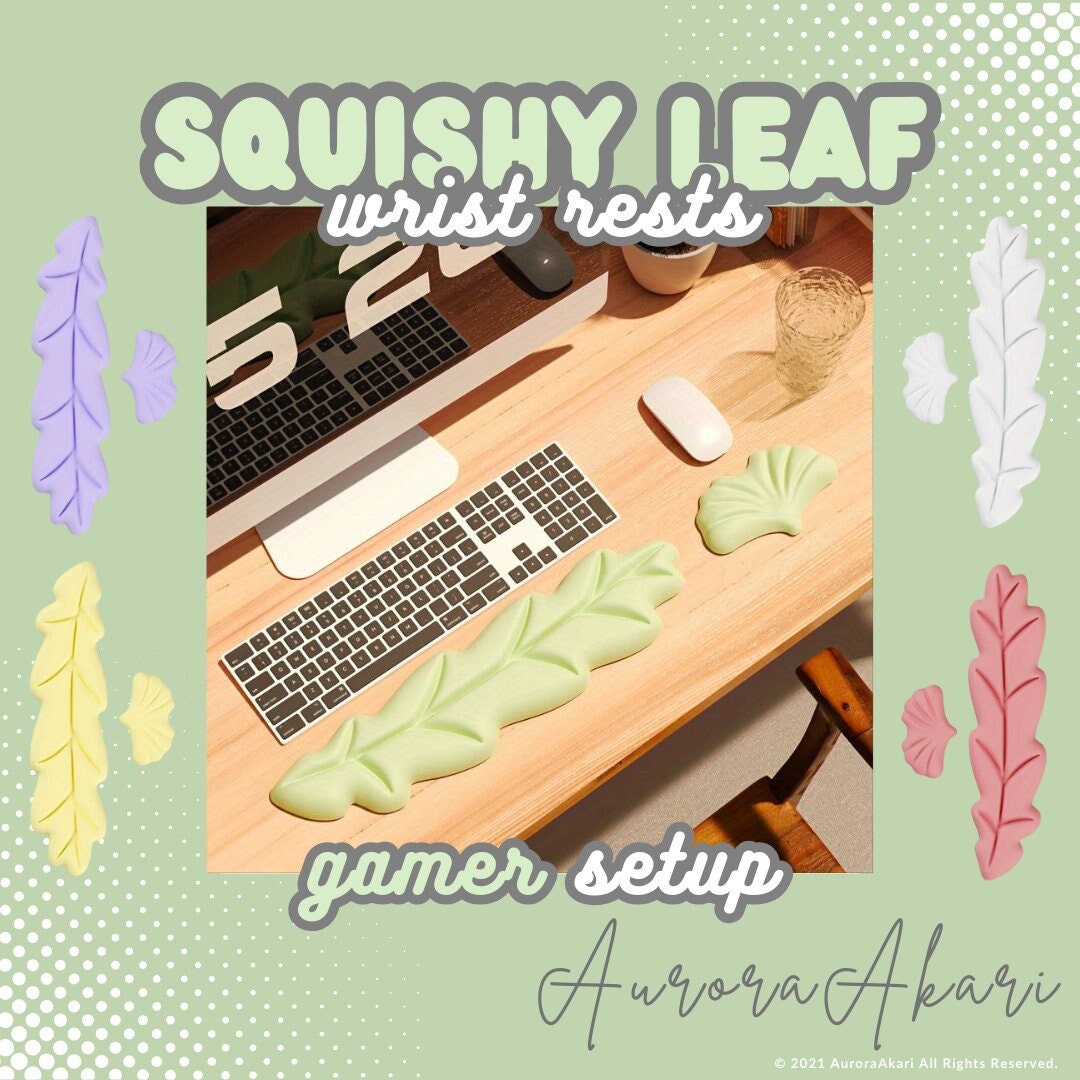 Leafy Keyboard & Mouse Wrist Rest Set Cute Squishy Comfort - Etsy Australia