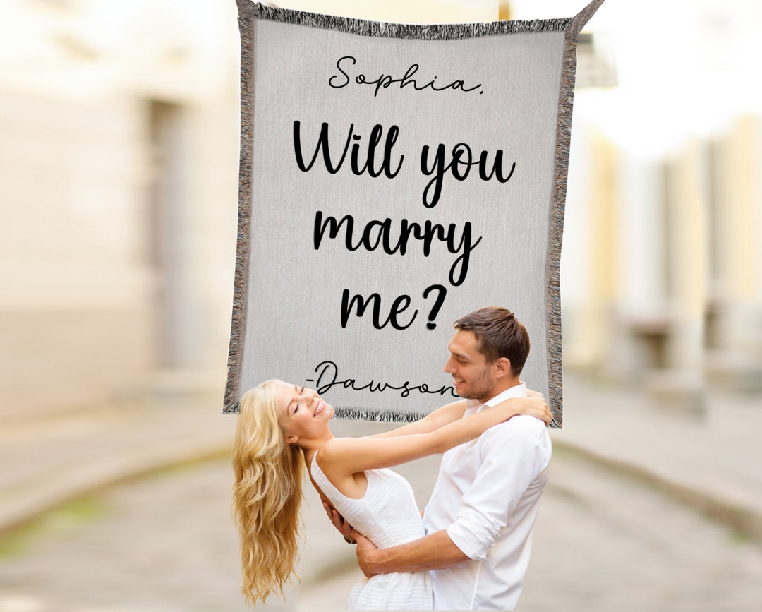 Will You Marry Me Sign Woven Blanket Proposal Sign, Engagement Backdrop ...