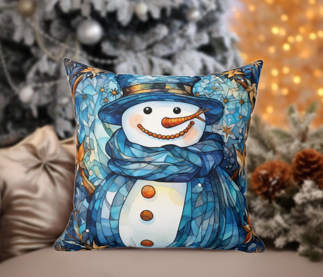 Snowman Pillow, Unique Christmas Throw Pillows, Festive Decor, Holiday ...
