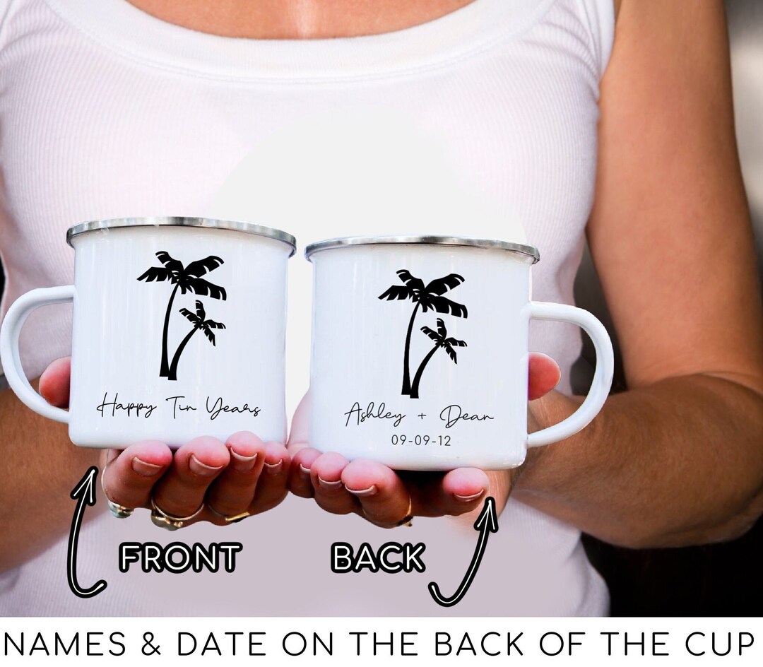 Tin Year Anniversary Mugs, Personalized 10th Wedding Celebration ...