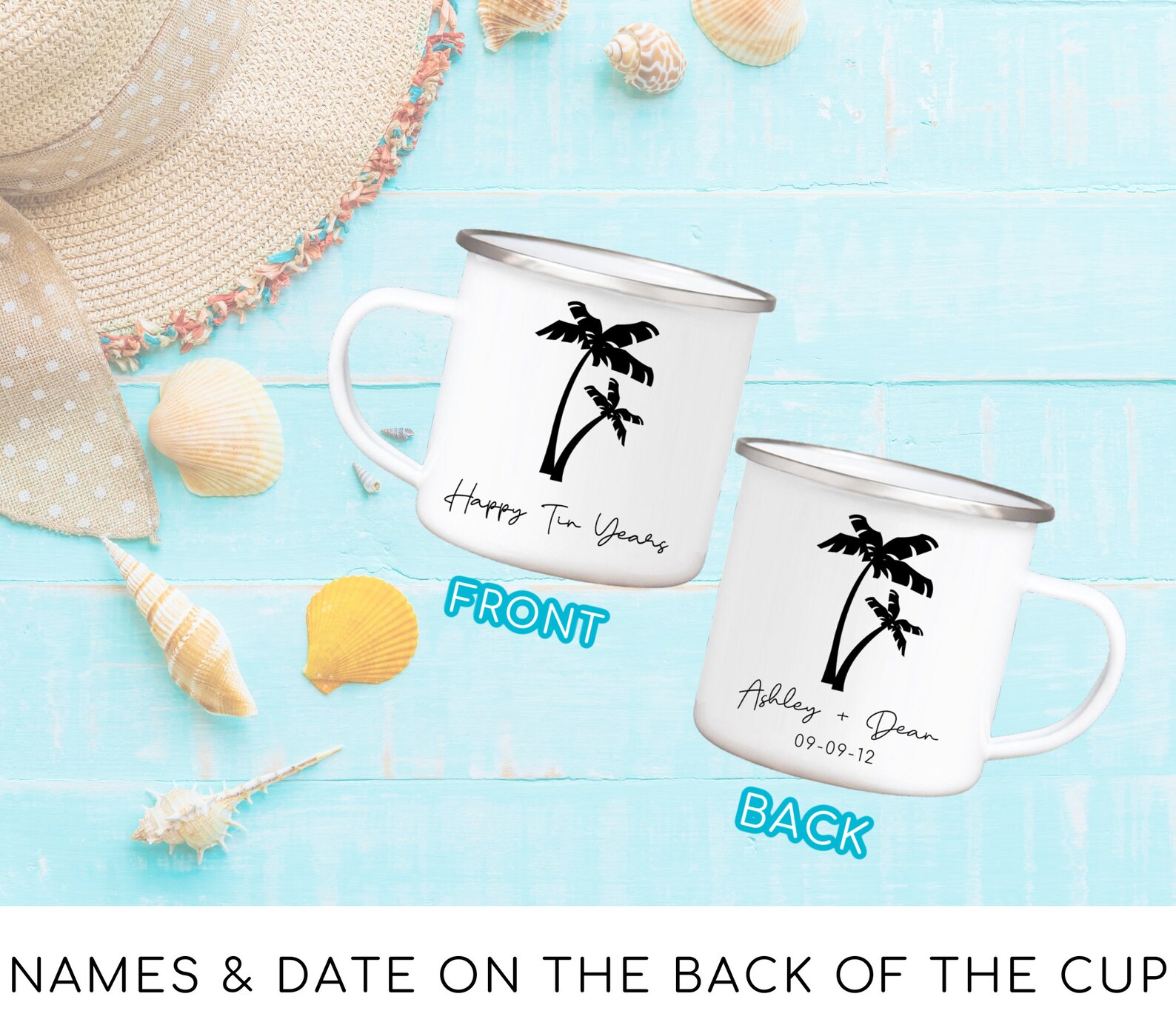 Tin Year Anniversary Mugs Personalized 10th Wedding - Etsy