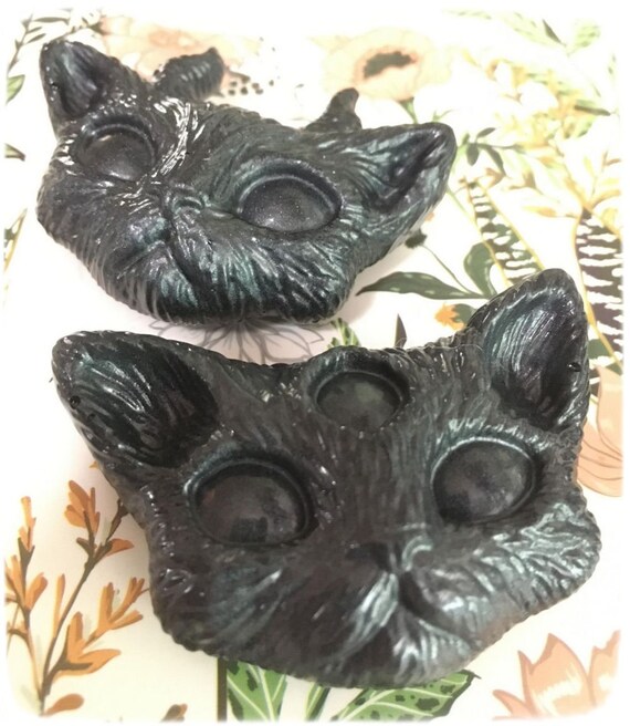 Demon cat head magnets pair | Etsy