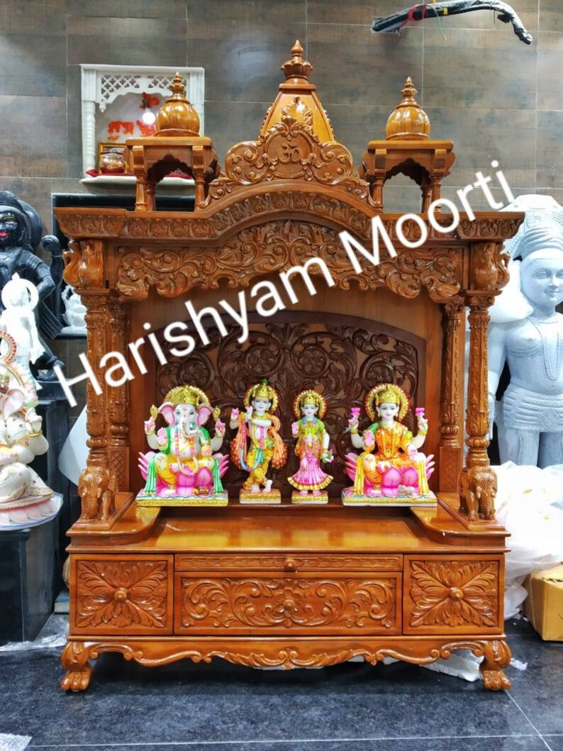 Teak Wooden Handcraved Temple/ Puja Temple for Home/ Puja Mandir ...