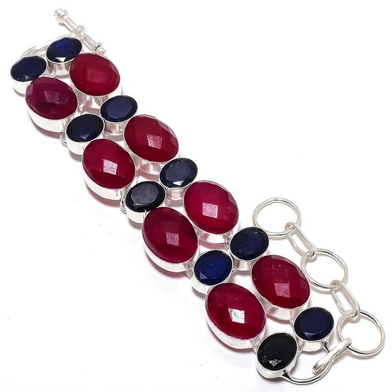 Ruby Sapphire Gemstone Handmade 925 Silver Plated Jewelry | Etsy