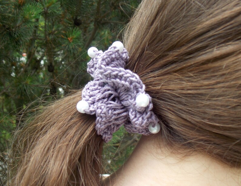 Crocheted Hair Scrunchie Set Wedding Hair Piece Pearl Hair - Etsy