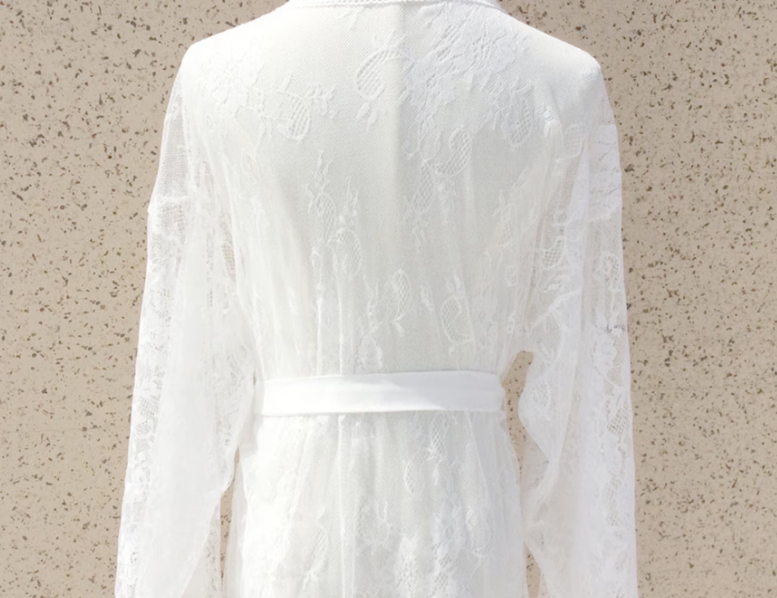 White Lace Robe: Women's Kimono Longer Style Bridal Robe - Etsy