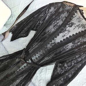 Longer Black Lace Robe Women Kimono Robe-bridal Robe-party Gift-wedding ...