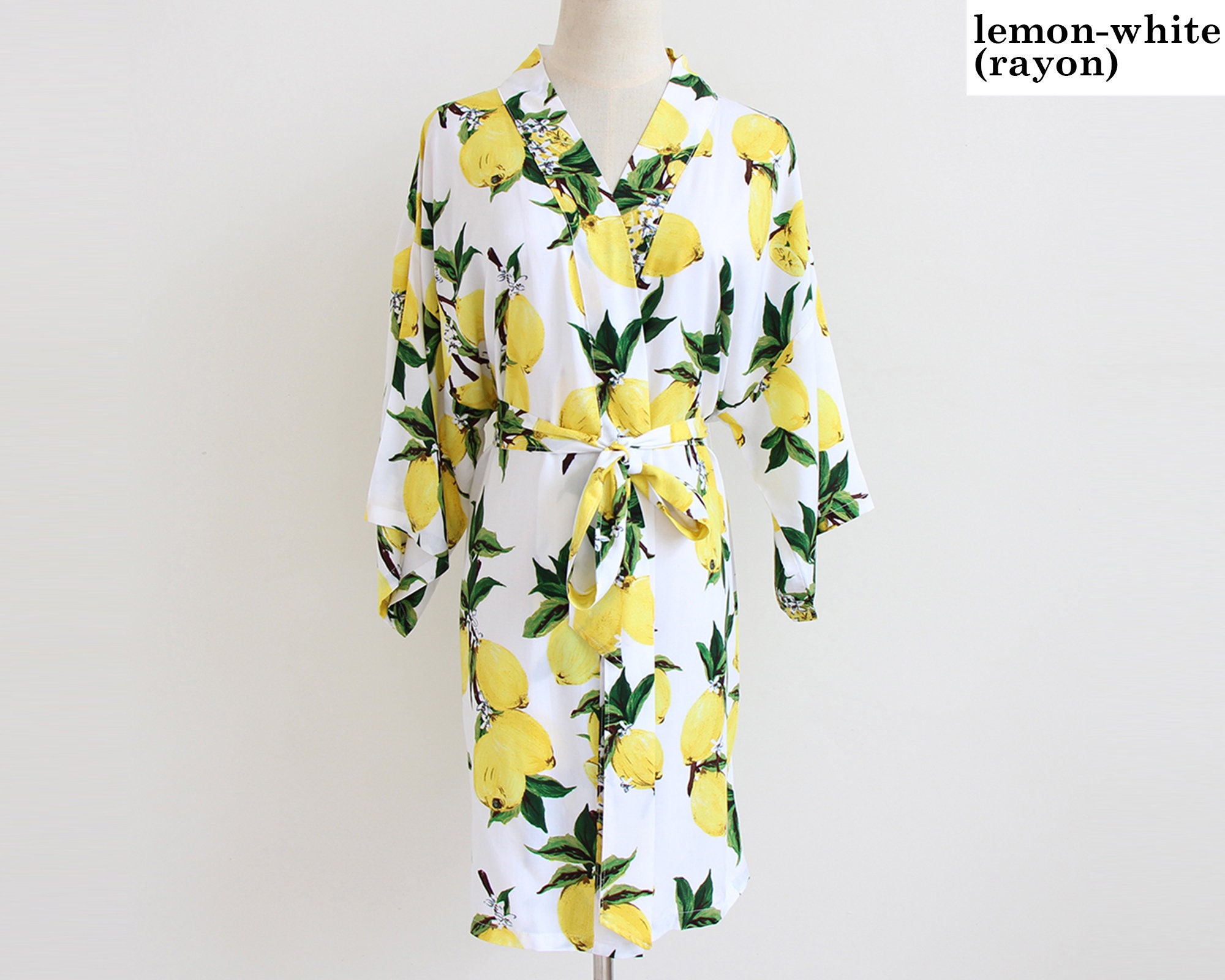 Yellow Floral Robes-white Floral Robe-bridesmaid Robes-kimono Robes ...
