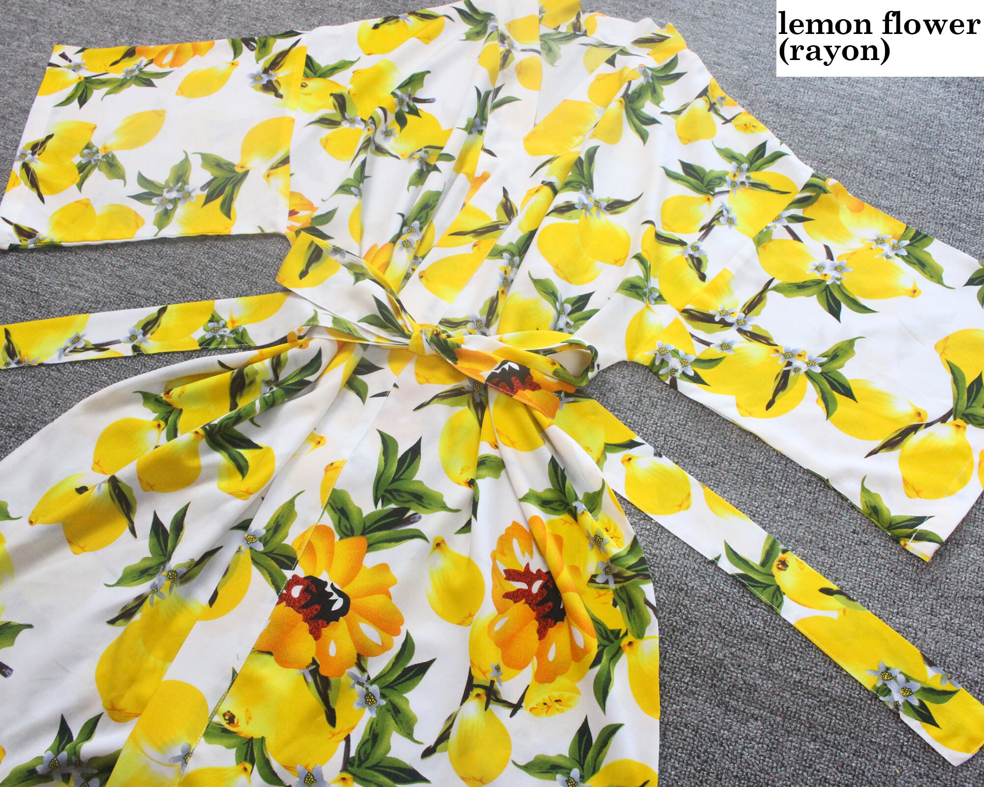 Yellow Floral Robes-white Floral Robe-bridesmaid Robes-kimono Robes ...