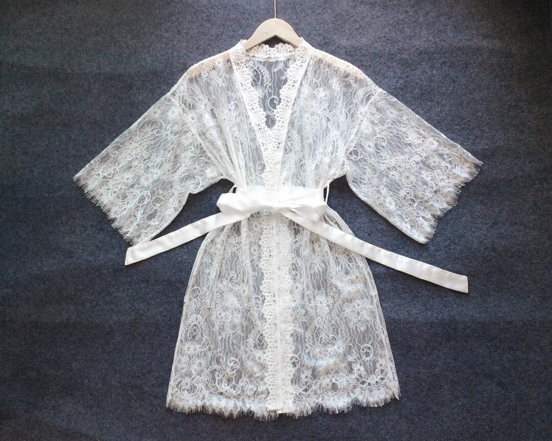 White Bridal Lace Robe,women Kimono Robe,bridal Robe Bridal Gift,bride ...