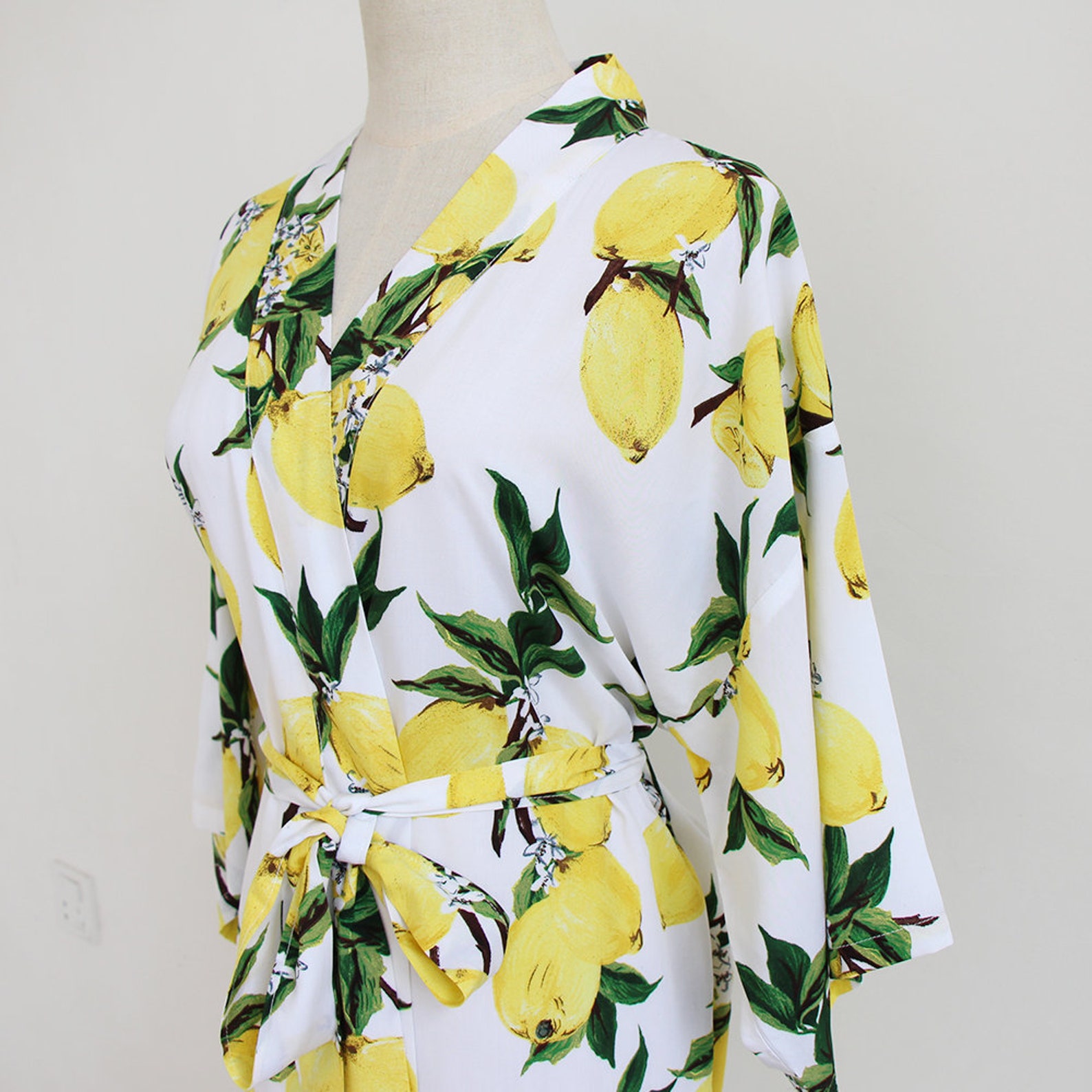 Yellow Floral Robes-white Floral Robe-bridesmaid Robes-kimono Robes ...