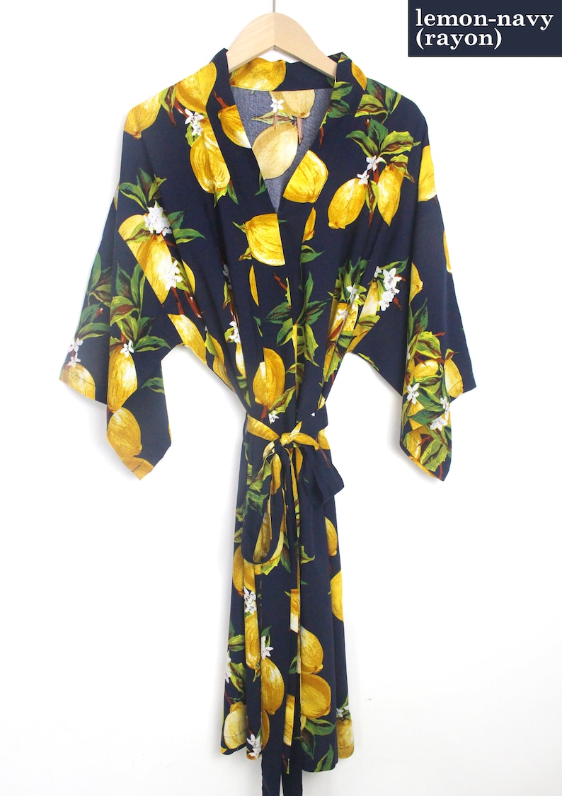 Yellow Floral Robes-white Floral Robe-bridesmaid Robes-kimono - Etsy