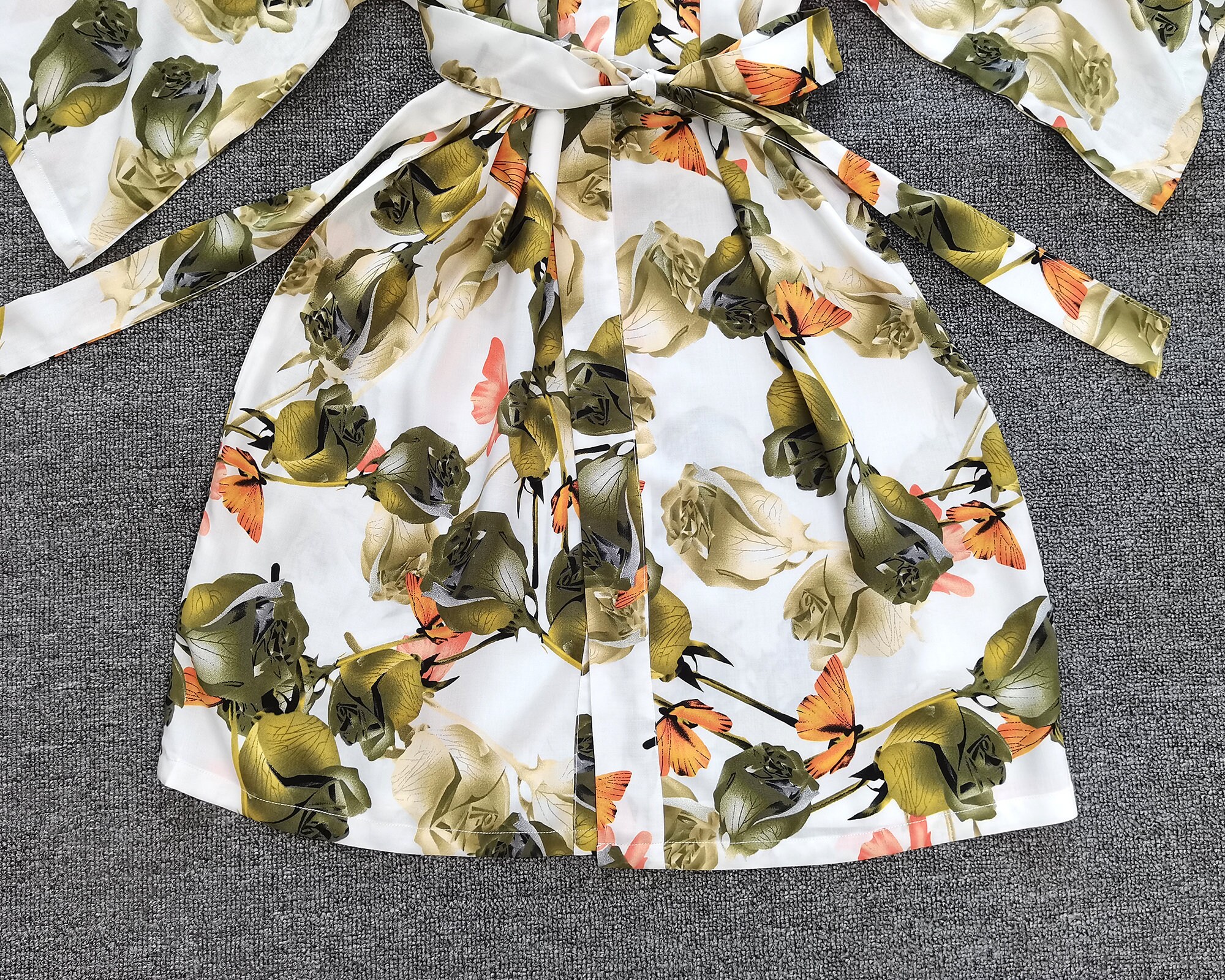 Rose-butterfly Pattern Robe Women Kimono White Robe - Etsy