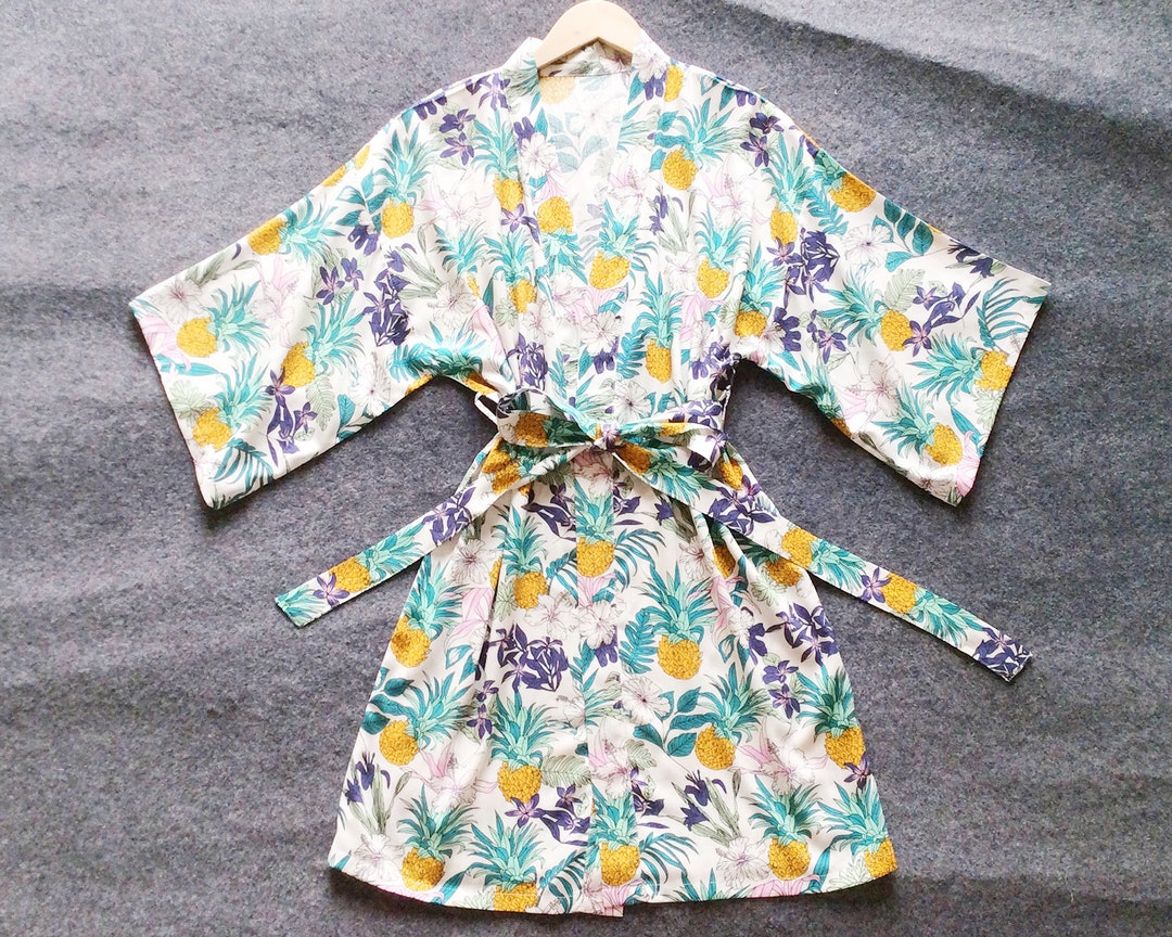 White Pineapple Robe Women Kimono-bridesmaid Robe-bridesmaid Gift ...