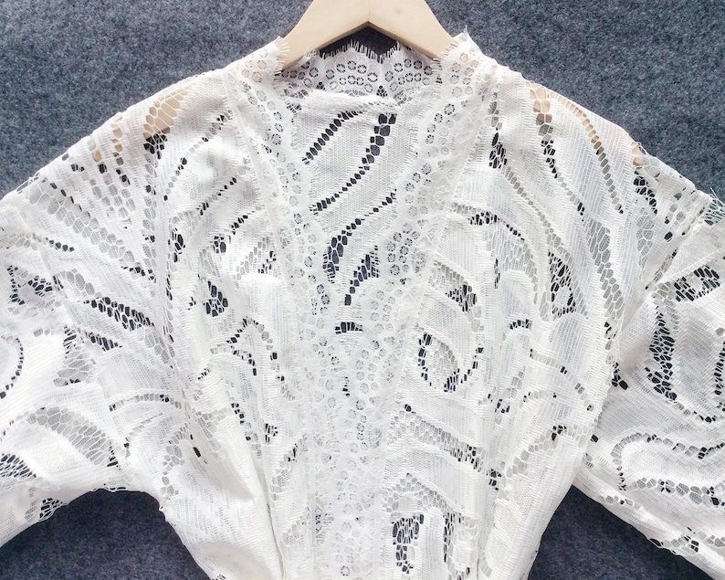 White Lace Fringe Robe: Bridal Kimono, Wedding Party Gift - Etsy