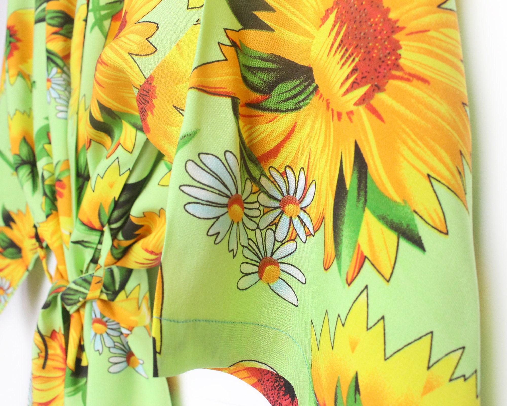 Sunflower-green Floral Robe bridesmaid Robe-bridal | Etsy