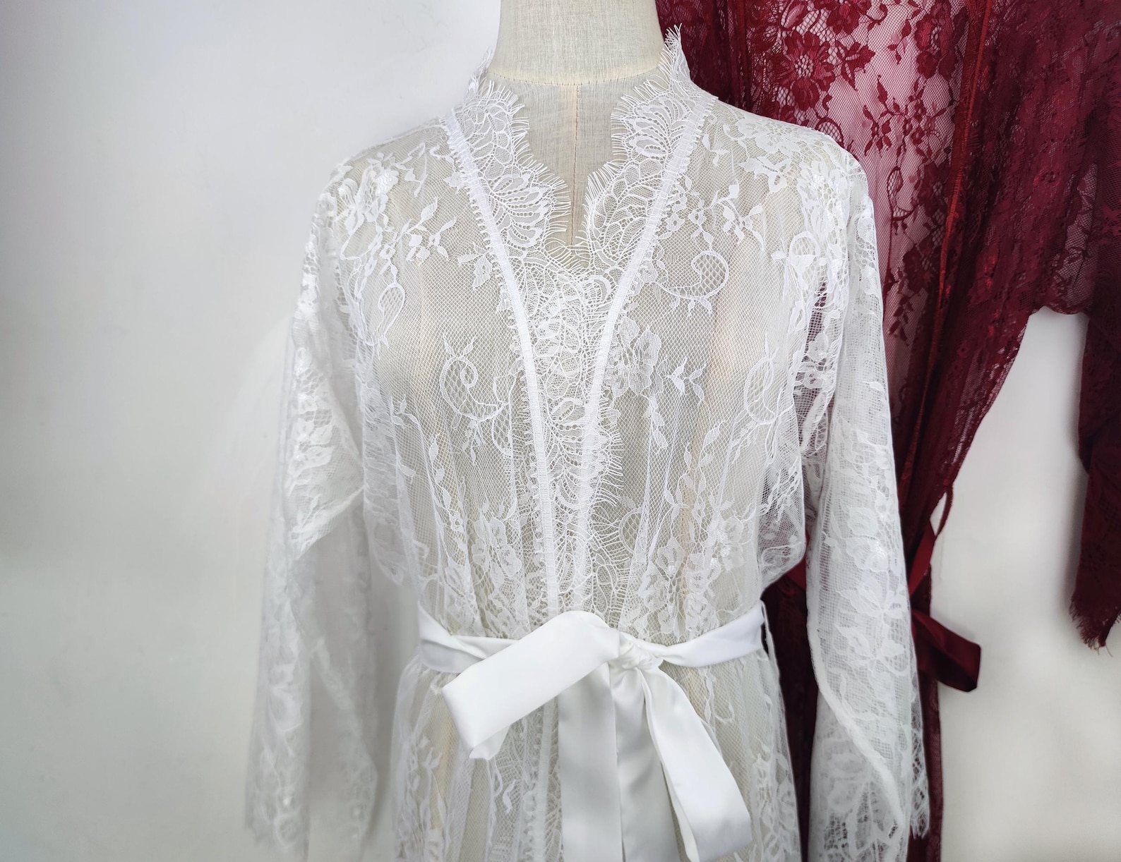White Lace Robe: Women's Kimono Longer Style Bridal Robe - Etsy