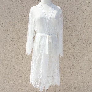 White Lace Robe Women Kimono Robe-bridal Robe-party Gift-wedding Party ...