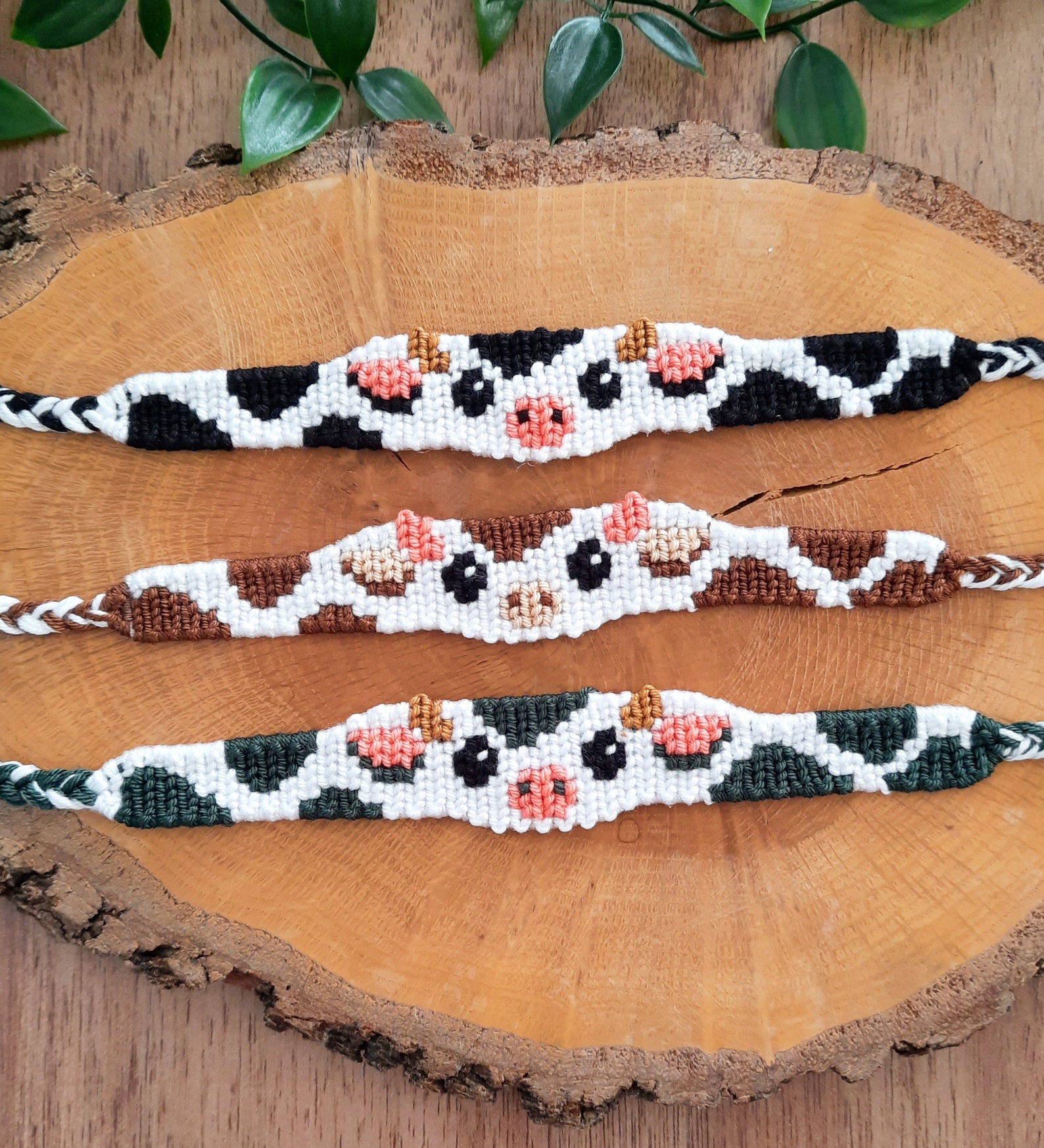 Cow Bracelet, Cow Woven Friendship Bracelet, Cow Handmade Knotted ...