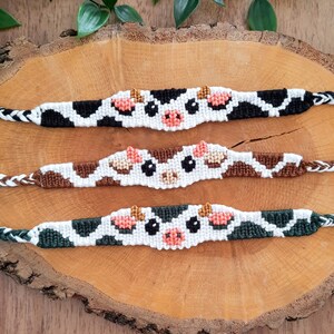 Cow Bracelet, Cow Woven Friendship Bracelet, Cow Handmade Knotted Bracelet, Animal Bracelet ...