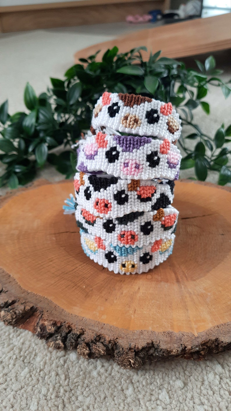 Cow Bracelet, Cow Woven Friendship Bracelet, Cow Handmade Knotted ...