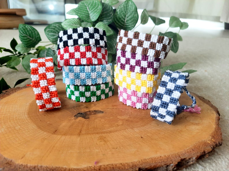 Checkers Bracelet, Friendship Bracelet, Alpha Bracelet, Checkered ...